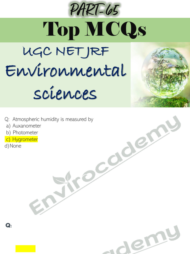 UGC NET JRF Environmental Science MCQs | PDF