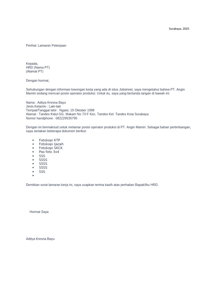 Contoh Lamaran | PDF