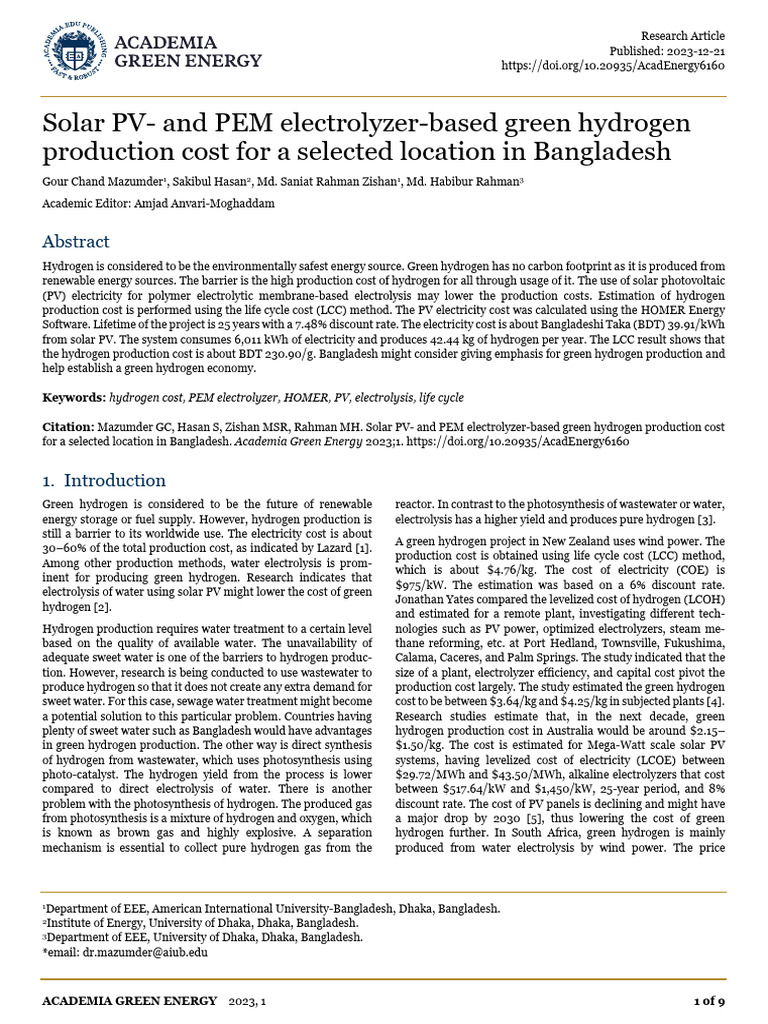 Solar_PV_and_PEM_electrolyzer_based_gree | PDF | Energy Technology ...