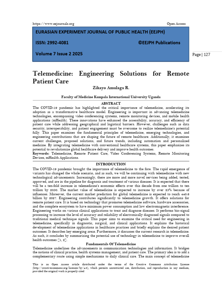 Telemedicine: Engineering Solutions For Remote Patient Care (WWW - Kiu ...