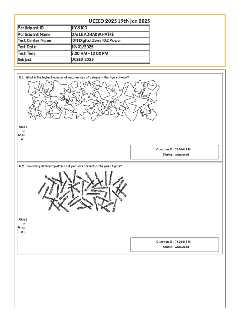 UCEED_25_response_sheet | PDF | Camera | Camera Lens