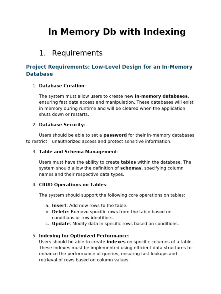 In Memory Db | PDF | Database Index | Databases