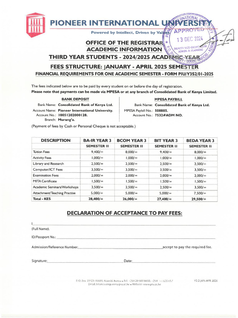 3.2 GOK Fee Structure | PDF