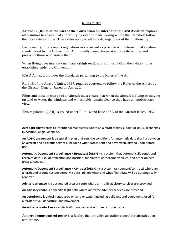 Rules of Air | PDF | Air Traffic Control | Aviation Safety