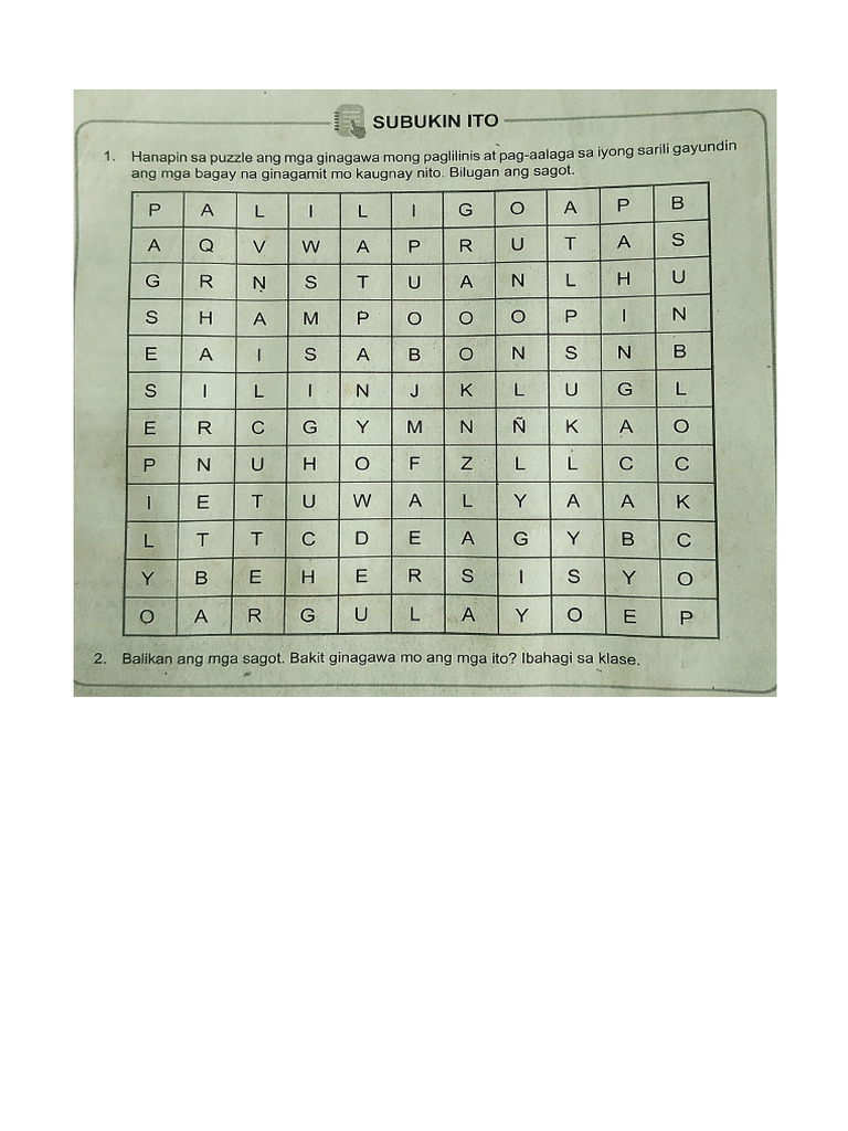 Grade 5 EPP Activity | PDF