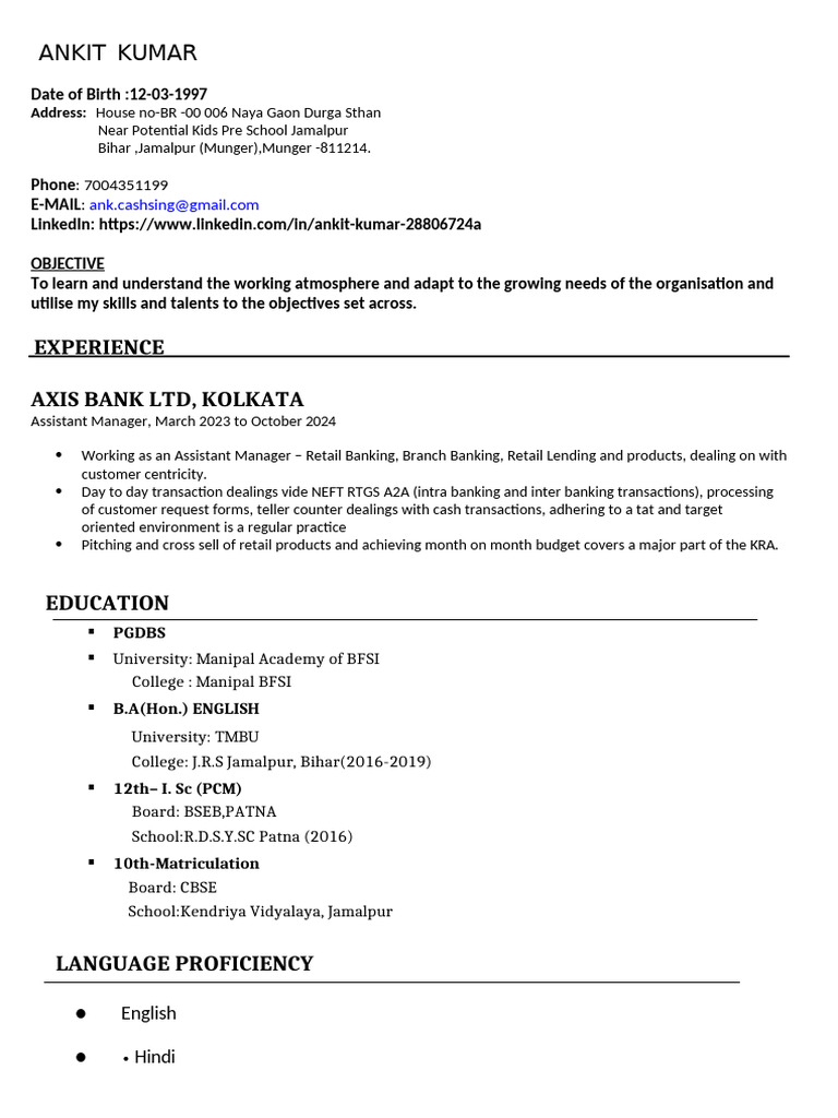 Ankit CV Oct | PDF
