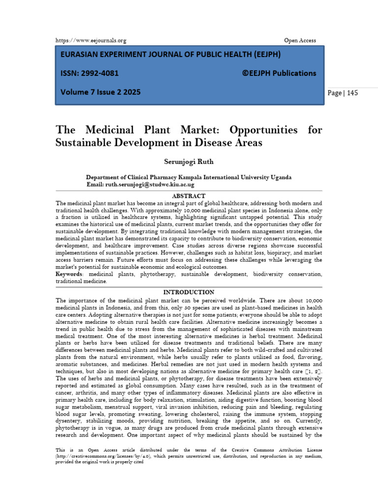 The Medicinal Plant Market: Opportunities For Sustainable Development ...