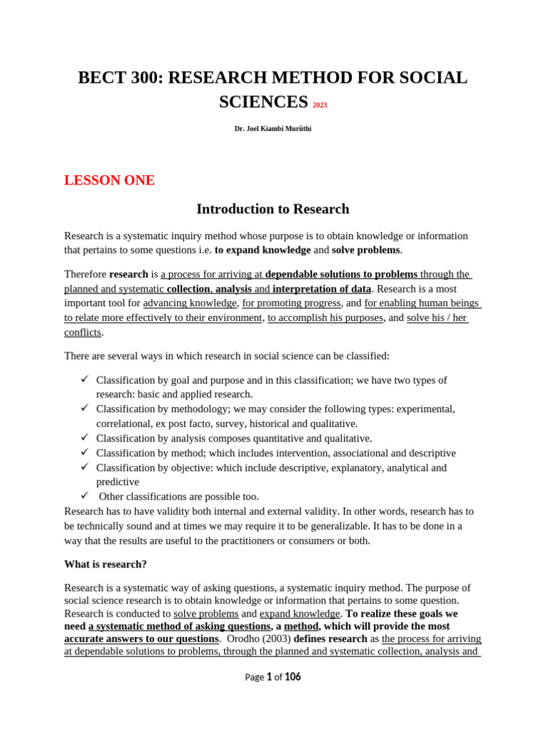 RESEARCH METHODS NOTES | PDF | Methodology | Epistemology