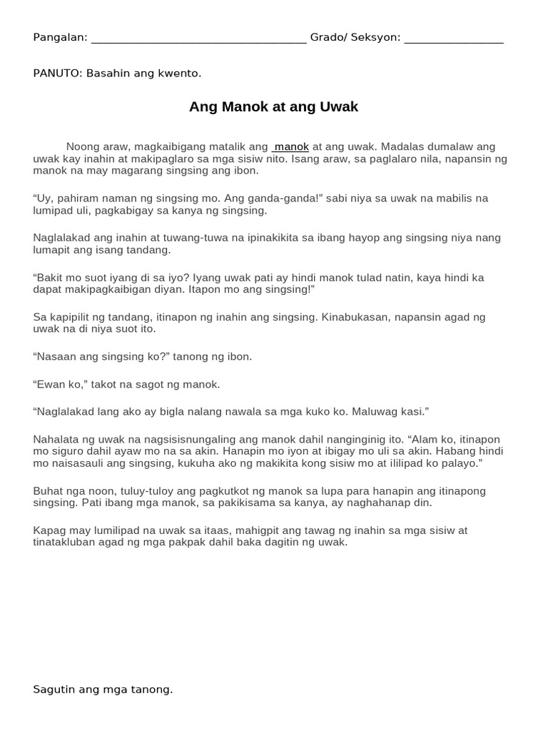 Filipino Activity | PDF