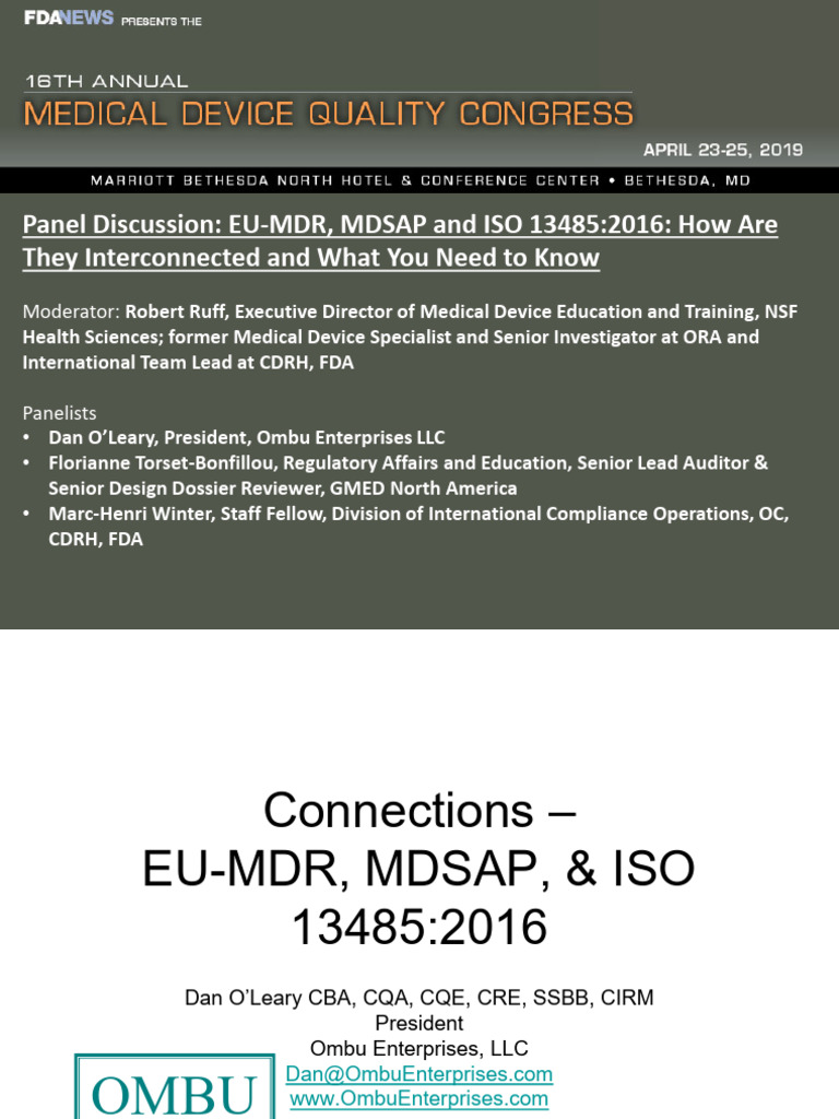 Combined Eu MDR Mdsap and Iso 134852016 | PDF | Medical Device | Audit
