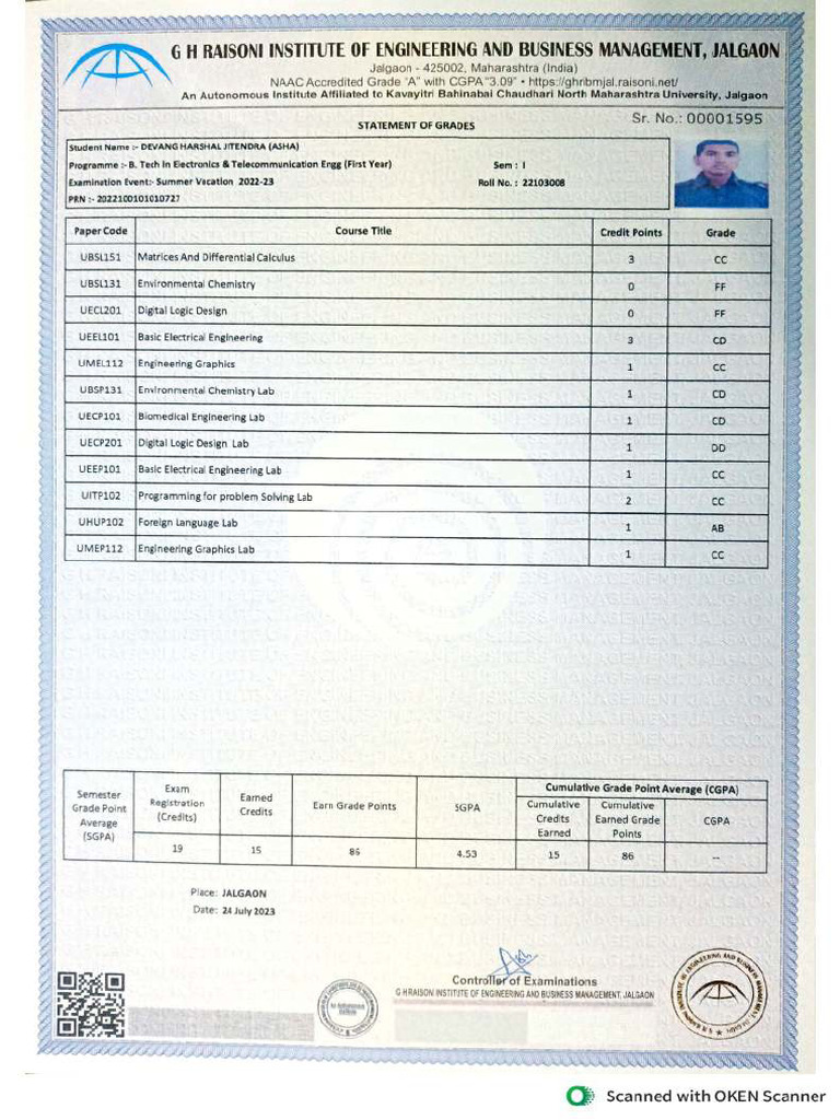 marksheet 1st year_11zon | PDF