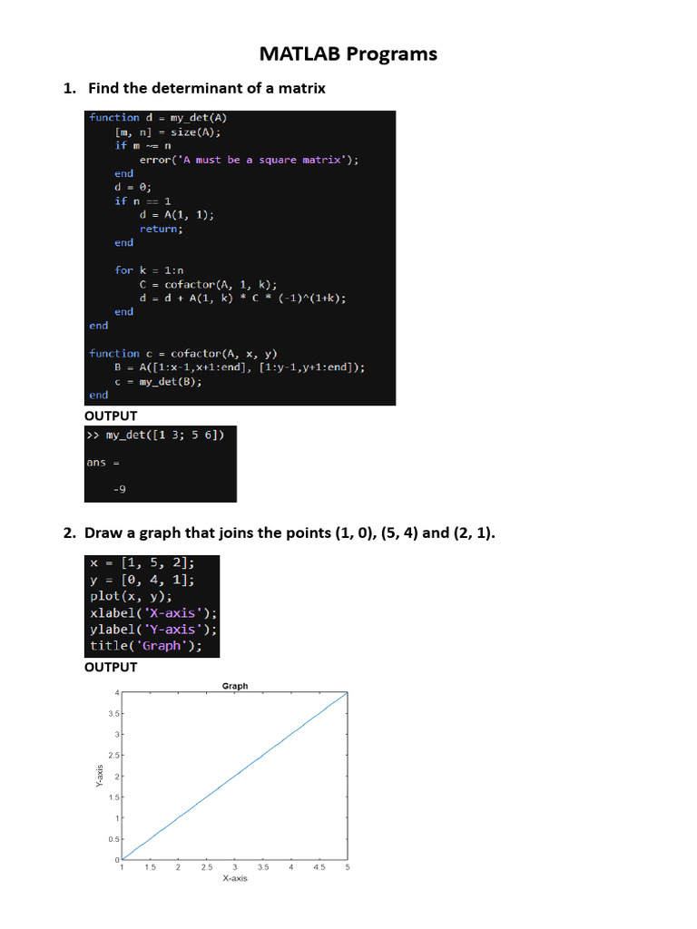 MATLAB Programs | PDF