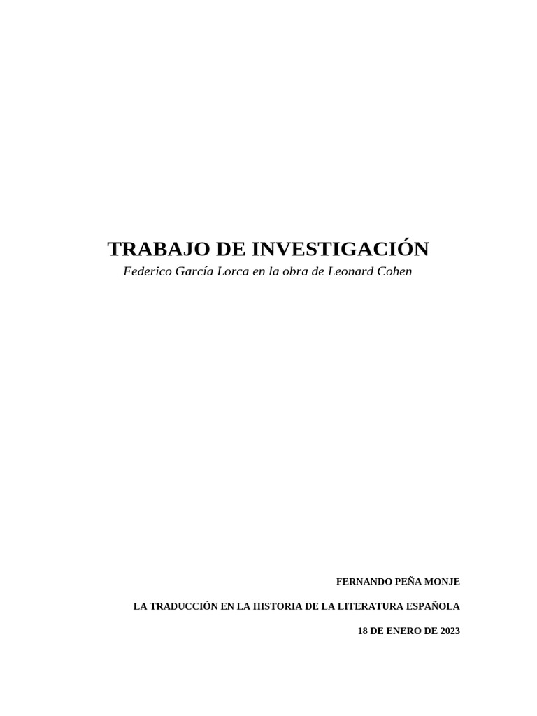 Lorca y Cohen | PDF | Federico García Lorca | Traducciones