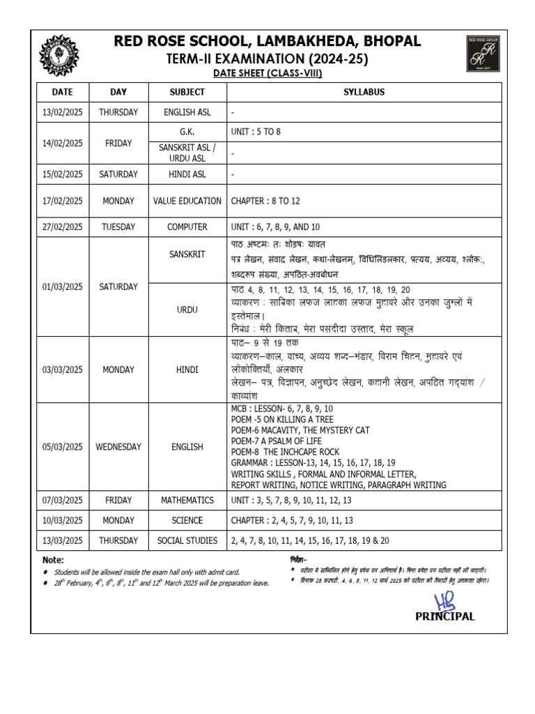 Date Sheet Formats For Grade Schools | PDF | Languages Of India