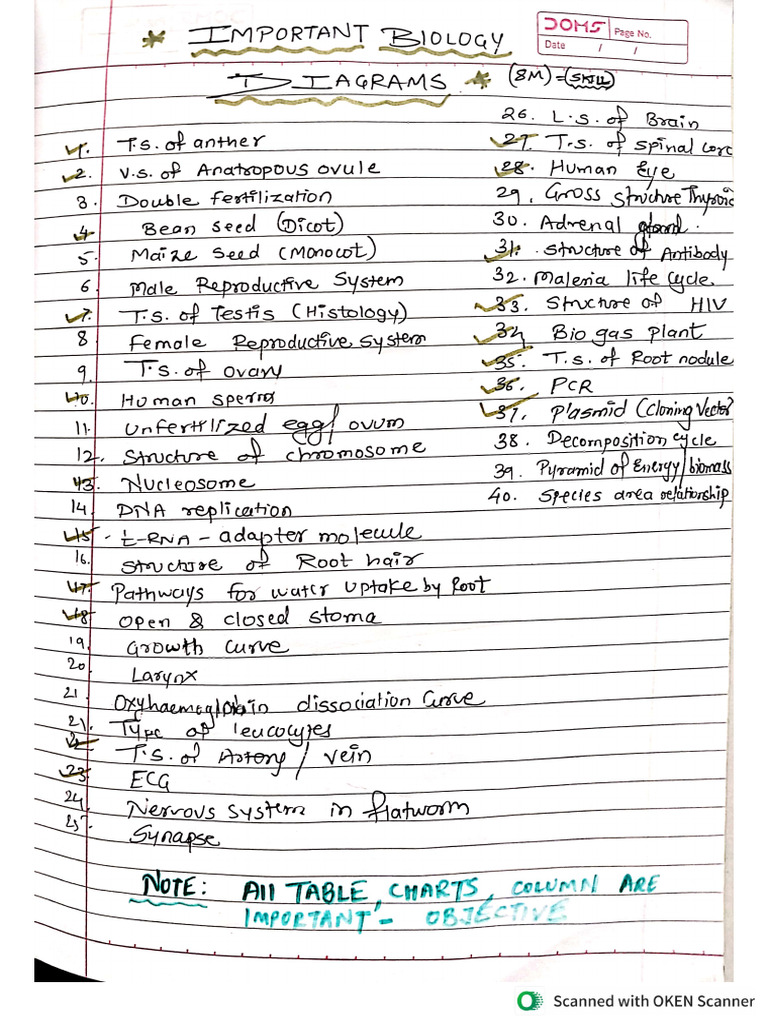 Important Biology Diagram For Board Exam | PDF