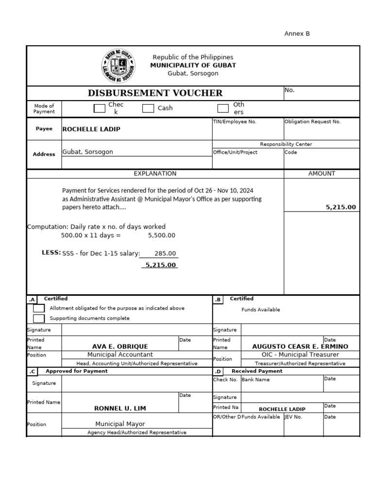 Voucher Pdf Payments Money