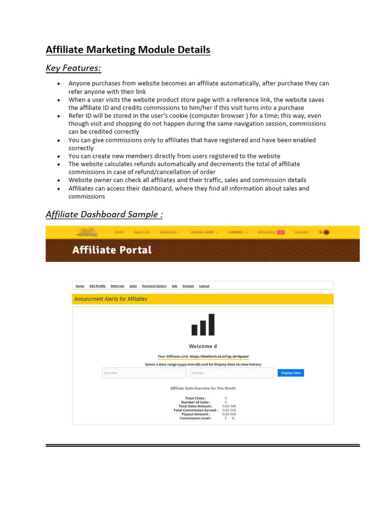 Affiliate Marketing Module Details | PDF