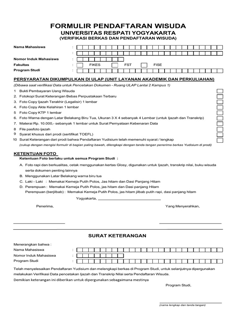 Form Pendaftaran Wisuda | PDF