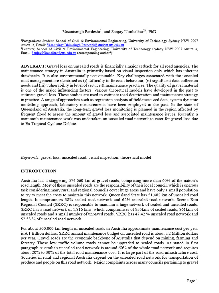 Visual Inspection Based Maintenance Strategy On Unsealed Road Network ...