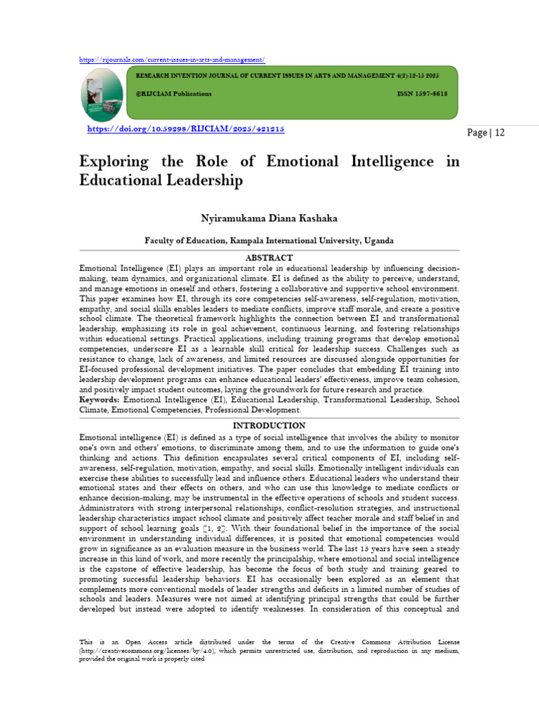 Emotional Intelligence in Educational Leadership | PDF | Emotional ...