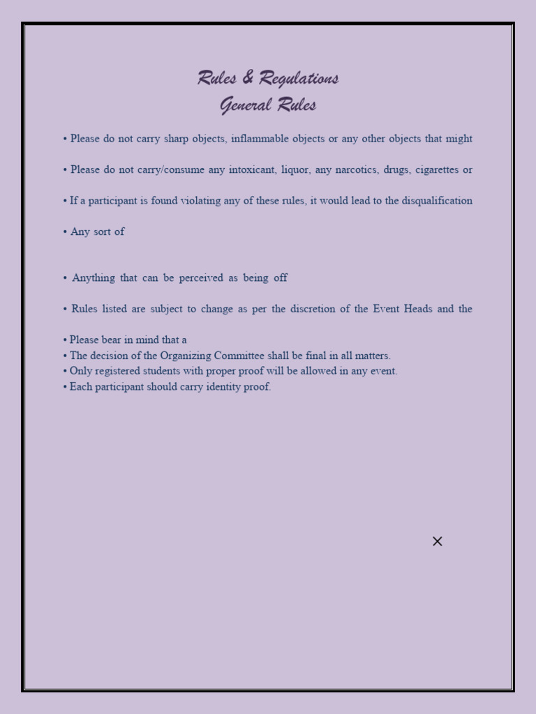 Cultural Fest Rules and Guidelines | PDF