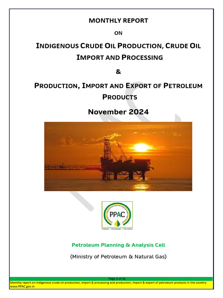 November 2024 Crude Oil Production Report | PDF | Petroleum | Oil Refinery
