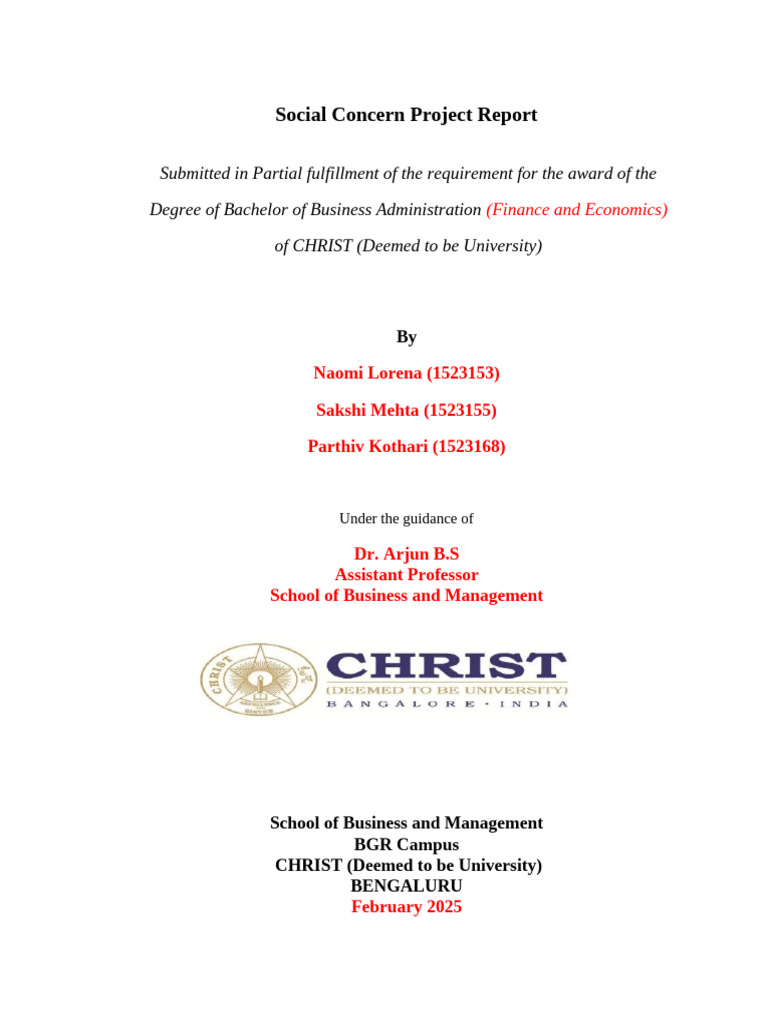 Cover Page For The Report - SCP | PDF