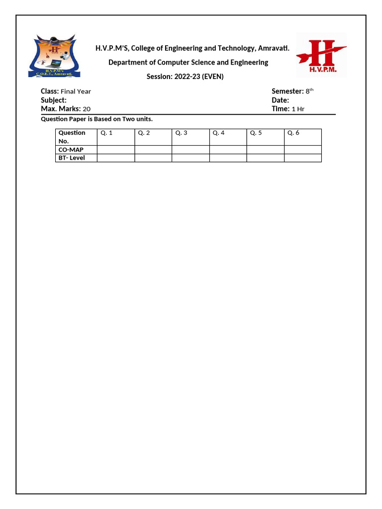 Paper Template Using Bloom's Taxonomy | PDF