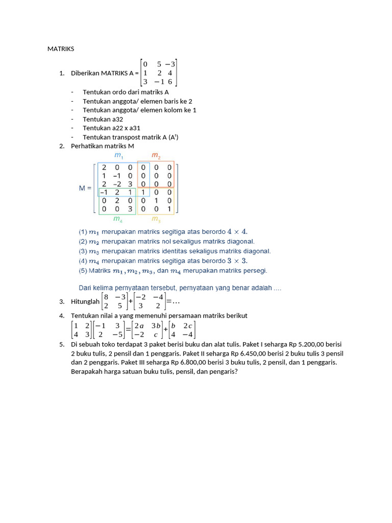 ULANGAN MATRIKS | PDF