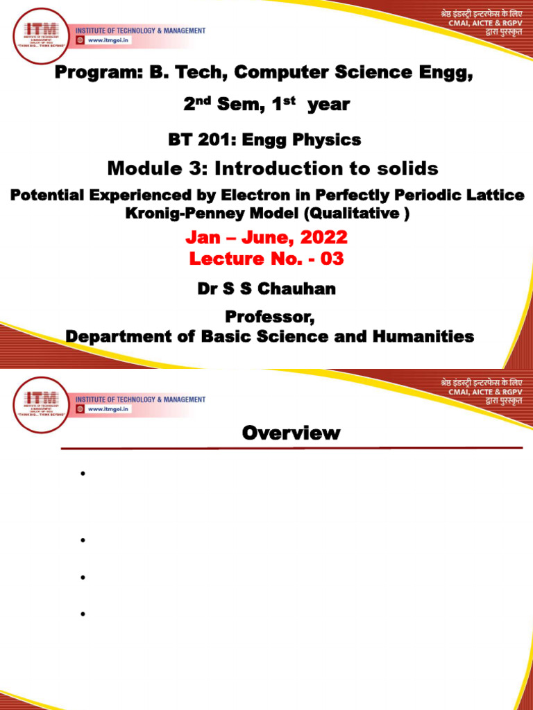 Kronig-Penney Model Overview | PDF | Phases Of Matter | Applied And ...