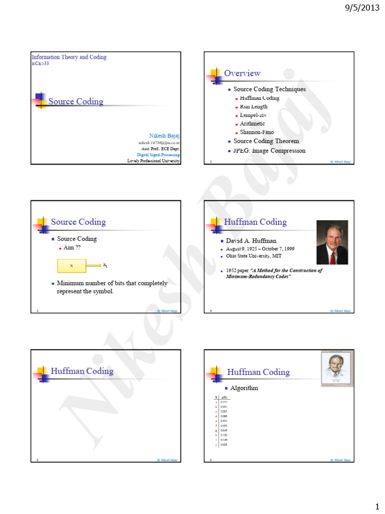 Lec-2 Source Coding | PDF | Data Compression | Applied Mathematics Lec-2 Source Coding | PDF | Data Compression | Applied Mathematics