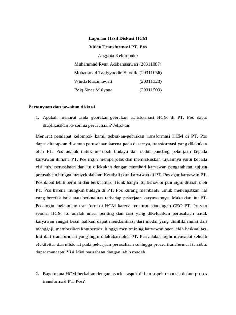 Laporan Hasil Diskusi | PDF