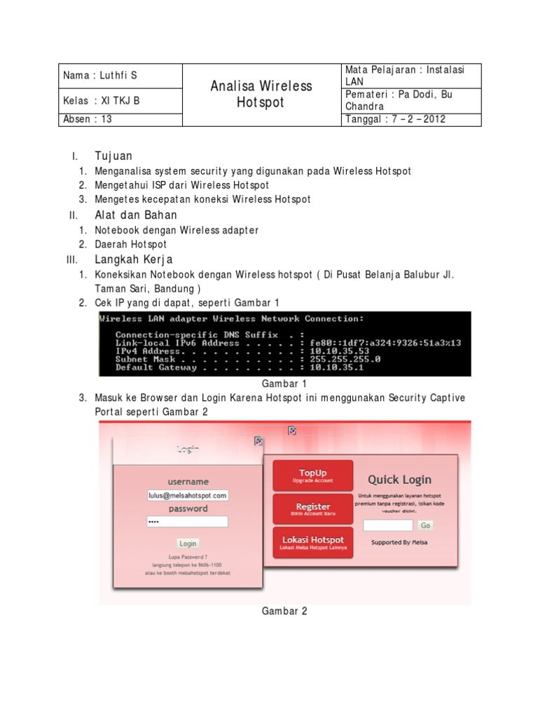 Analisa Wireless Hotspot | PDF | Komputer | Teknologi & Rekayasa