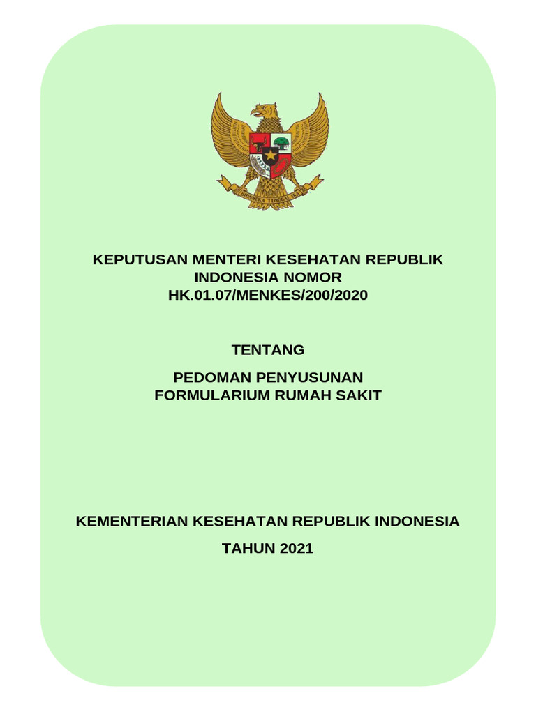 Pedoman Formularium Rumah Sakit 2021 Pdf