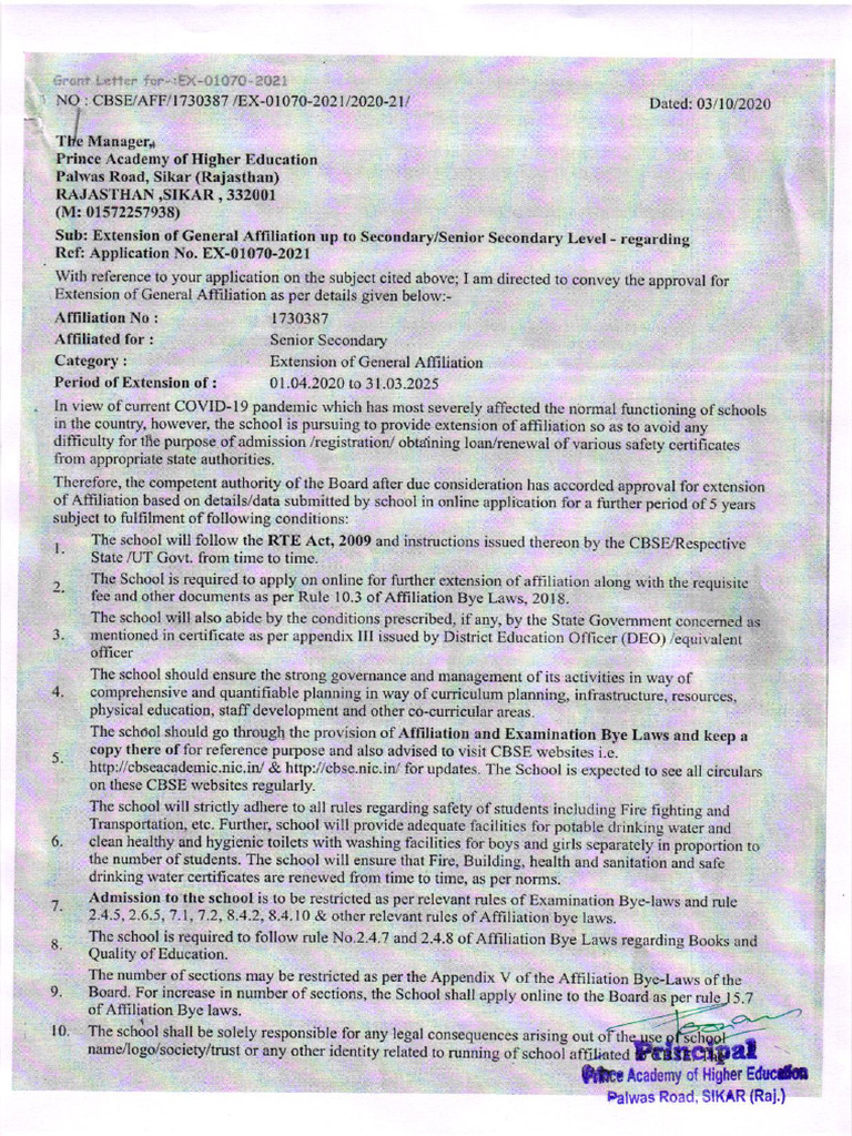 CBSE Affiliation | PDF