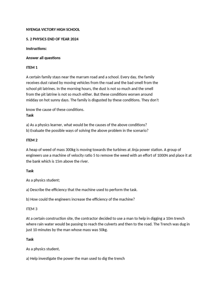 s.2 Phy E.O.T 3 | PDF