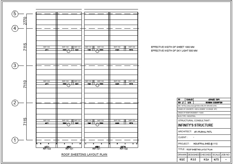 Roof Sheeting Layout Plan for Industrial Shed | PDF