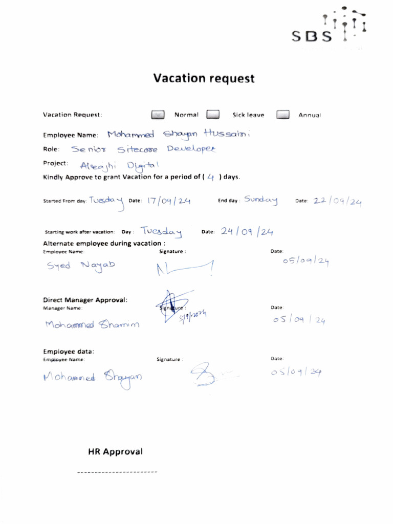 Vacation RQ Shayan | PDF