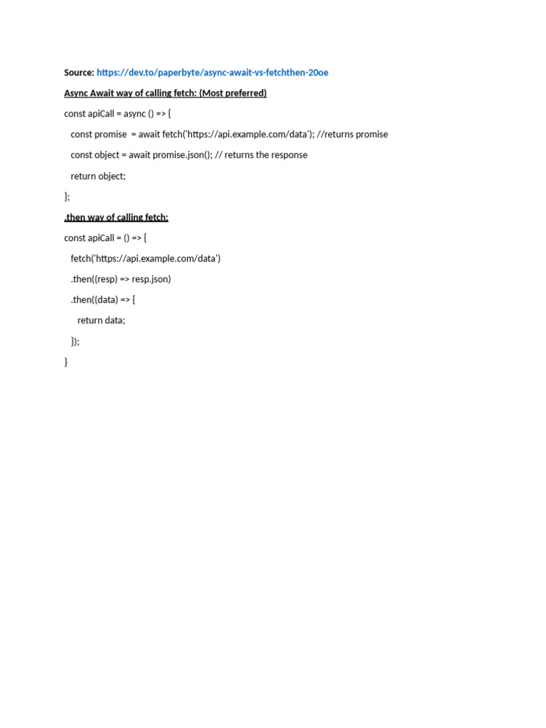 Async Await vs Fetch Then | PDF Async Await vs Fetch Then | PDF