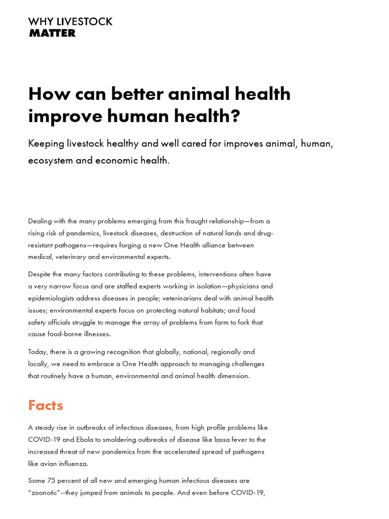 How Can Better Animal Health Improve Human Health 187 | PDF
