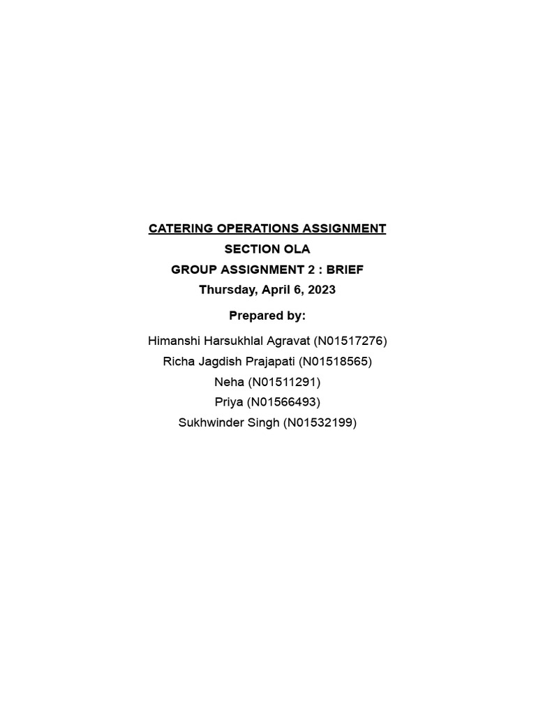 Catering Operations at Chop Steakhouse | PDF | Restaurants | Menu
