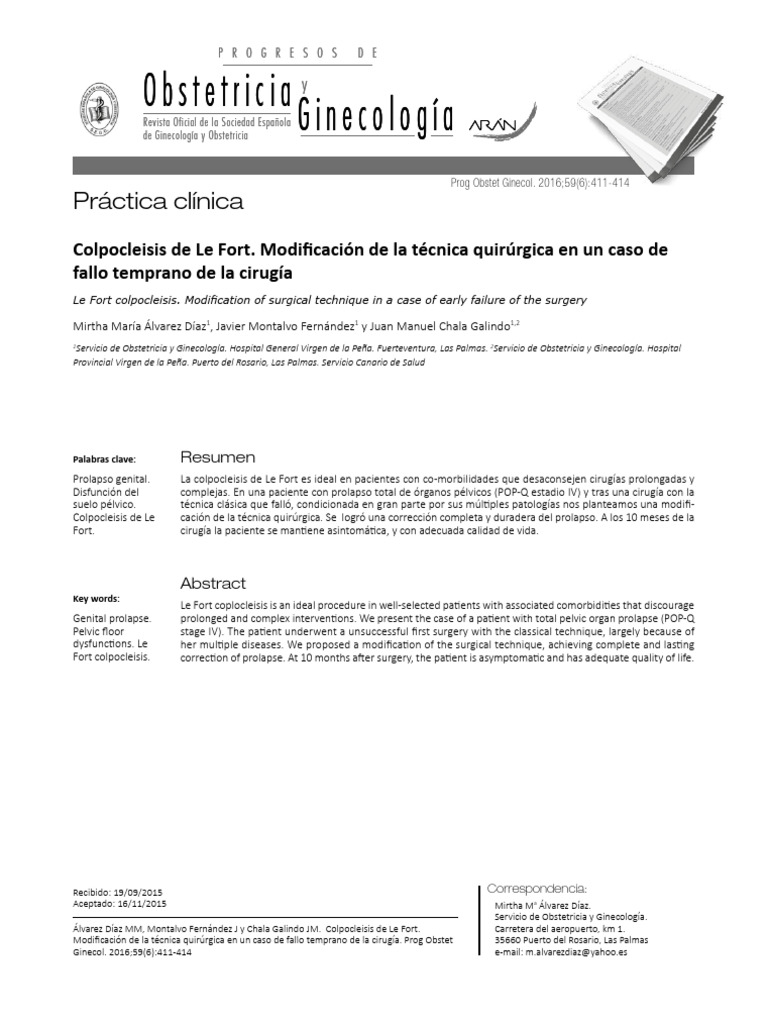 Modificación de Colpocleisis de Le Fort | PDF | Cirugía | Medicina CLINICA