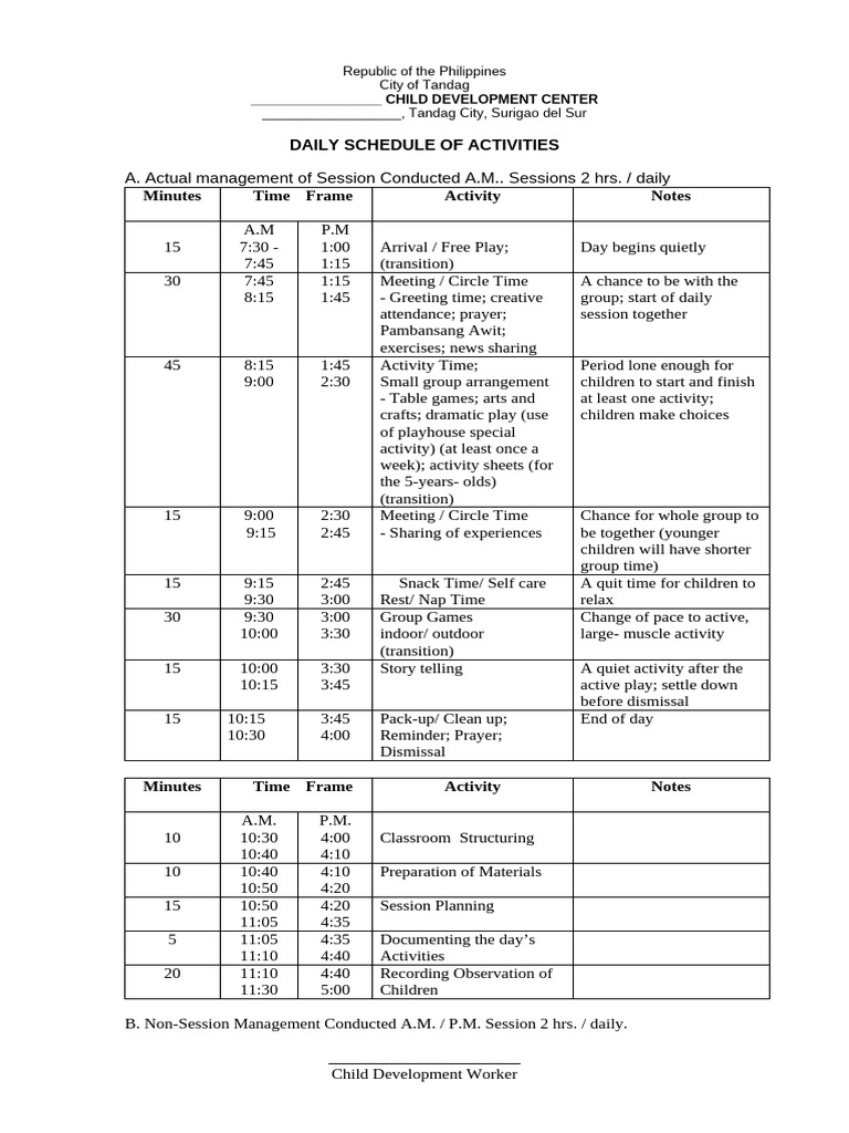 CDC CDW Daily Activities | PDF | Human Development | Childhood