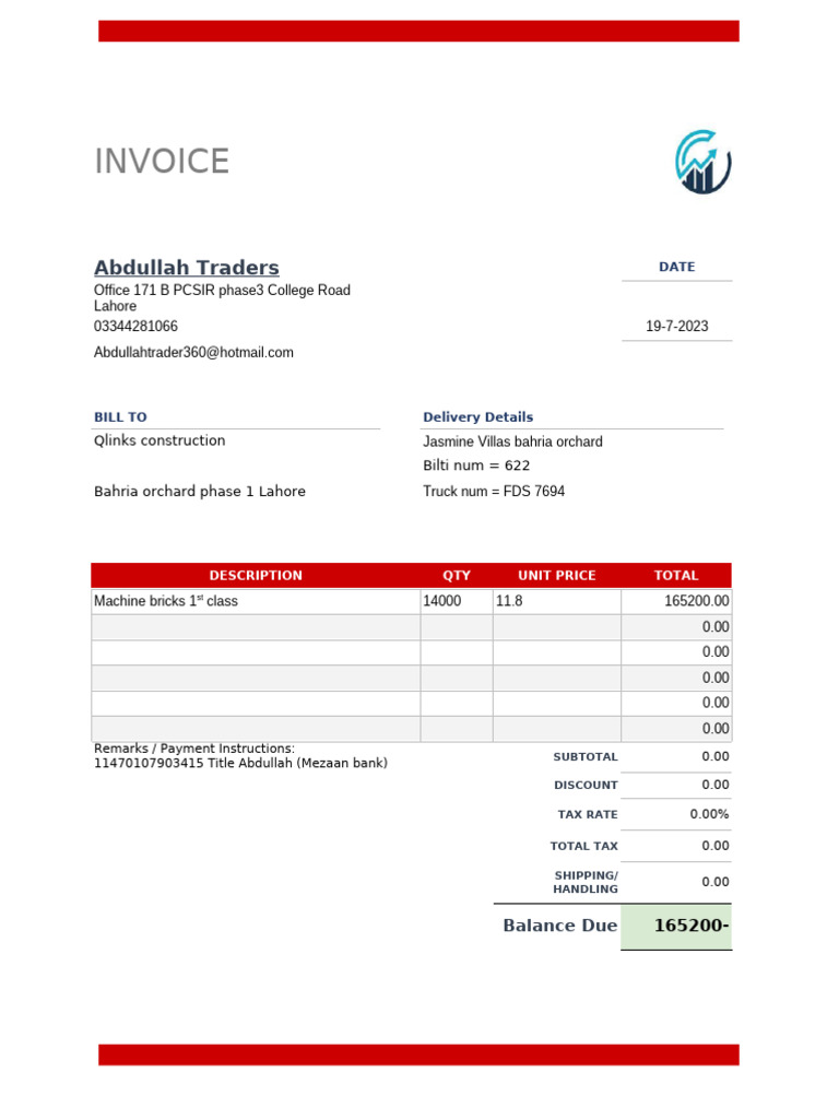Abdullah Traders Invoic | PDF