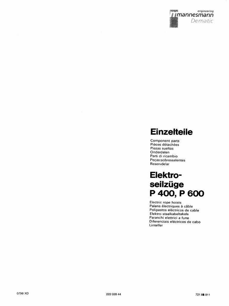Demag - P400 + P600 - Einzelteile - 1998 - 222 028 44 | PDF