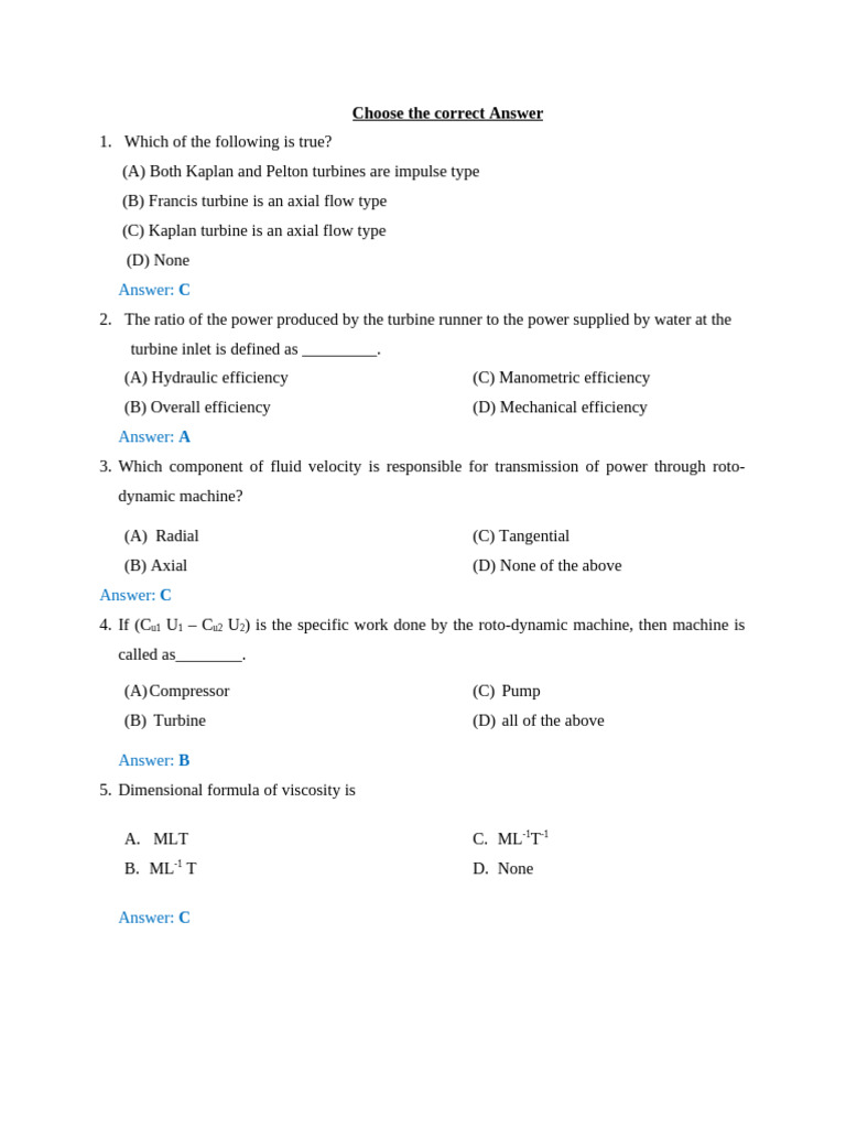 Turbo model exam questions | PDF