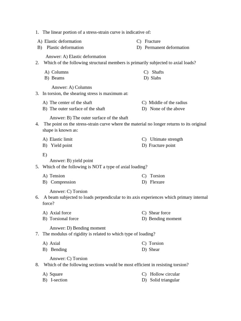 model exam | PDF | Deformation (Engineering) | Bending