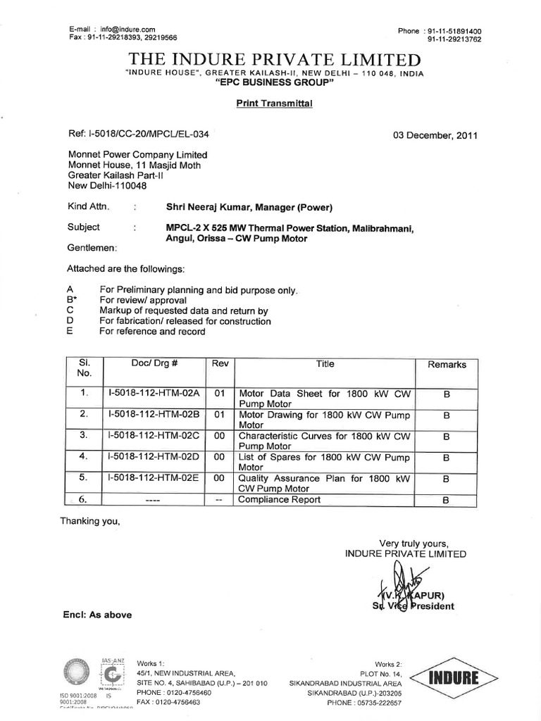 EL 034 MPCL - CW Pump Motor (R1) (Letter) | PDF