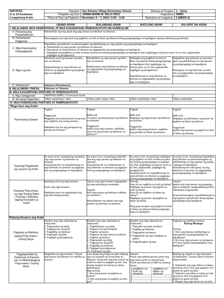 DLL GMRC 1 Q2 W6 | PDF