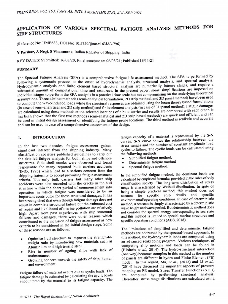 Application of Various SFA Methods To Ship Structures | PDF | Fatigue ...